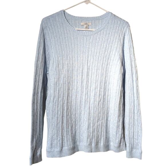 croft & barrow | Sweaters | Croft Barrow Light Blue Cable Crew Neck ...